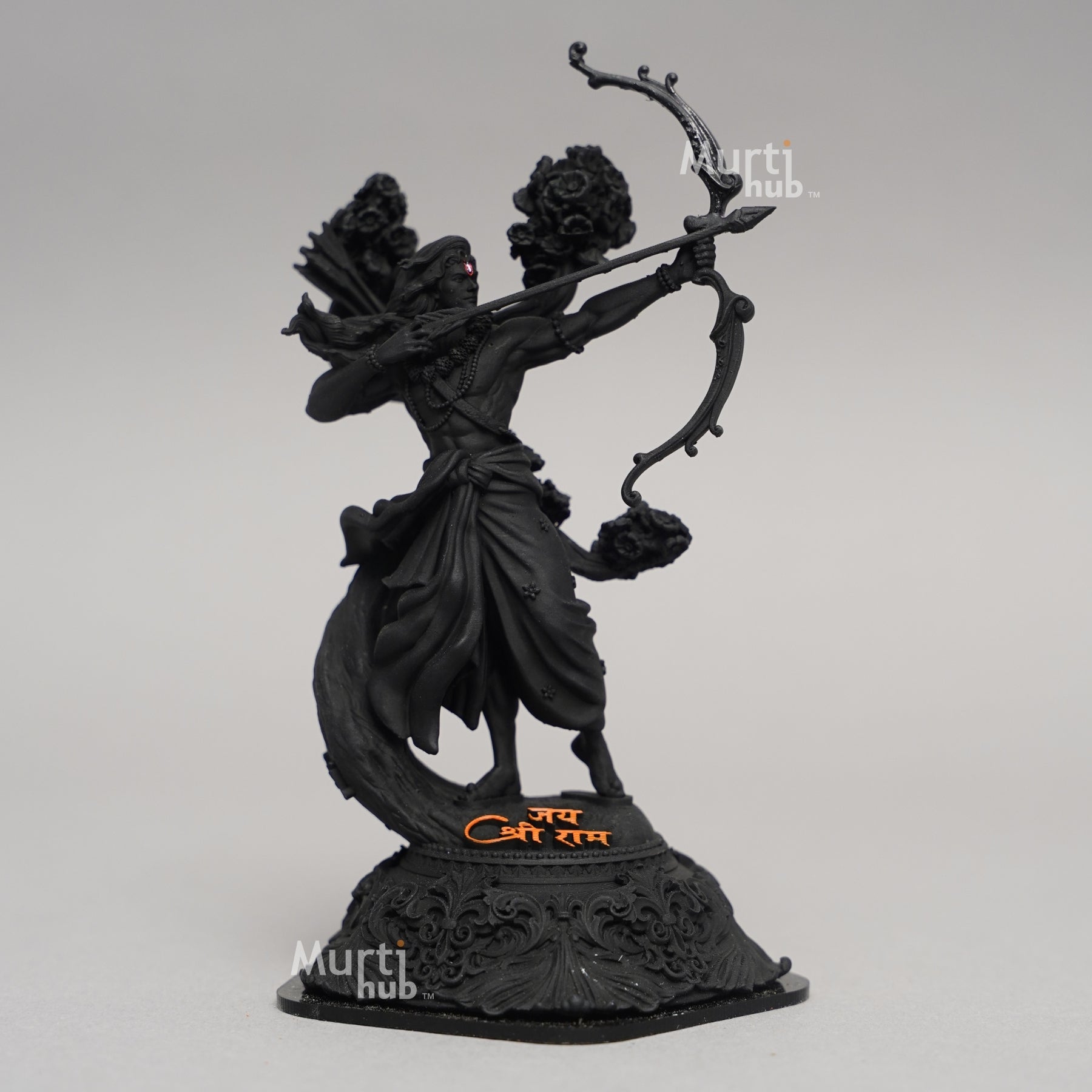 Standing Ram Idol in Black – Jai Shree Ram Warrior Pose Murti